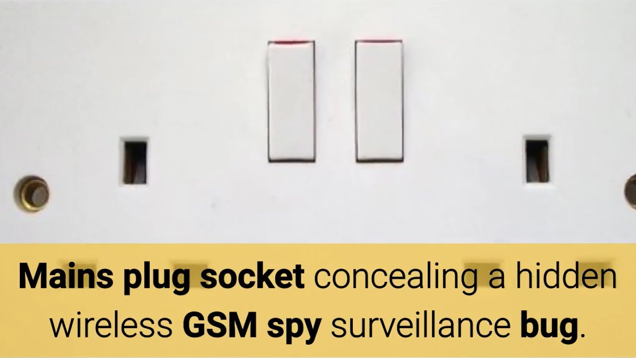 Mains plug socket concealing a hidden wireless GSM spy surveillance bug ...
