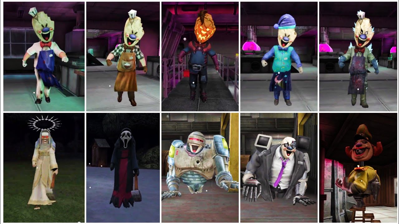 Ice Scream 8 All Enemies Skins - YouTube