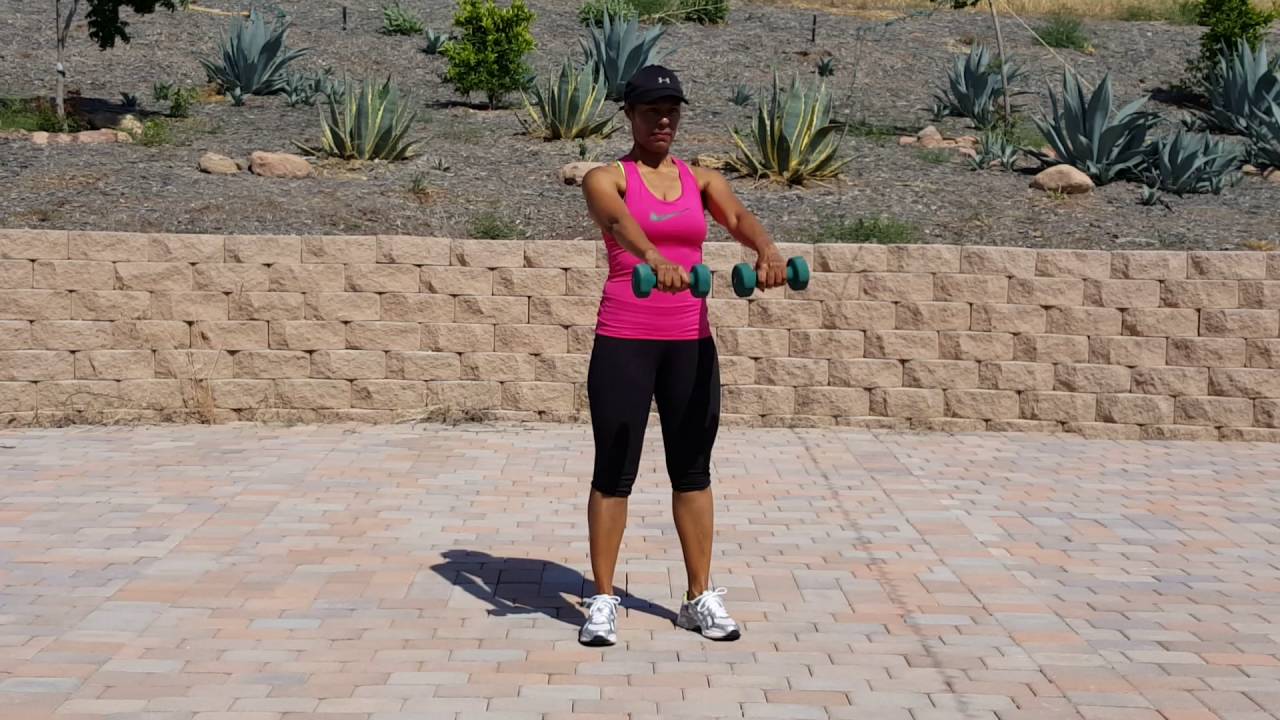 DB Squat with Front Raise - YouTube