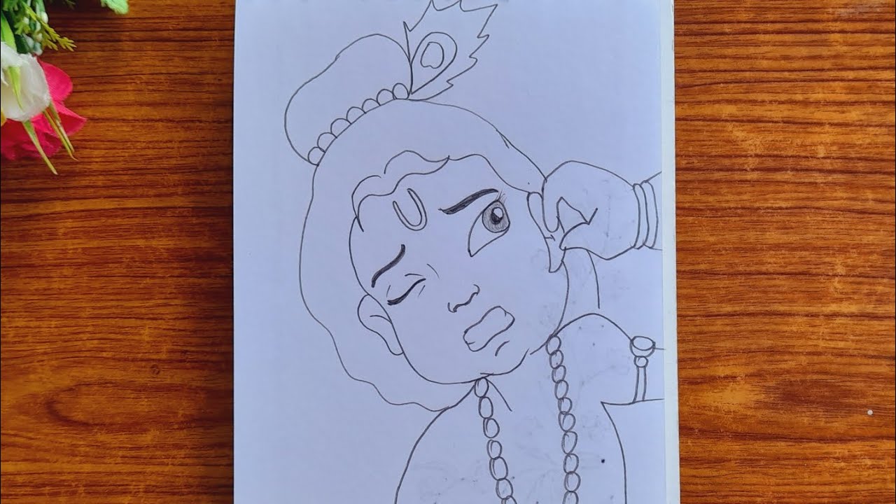 How to draw Naughty Krishna | easy Bal Gopalji Drawing #krishna # ...