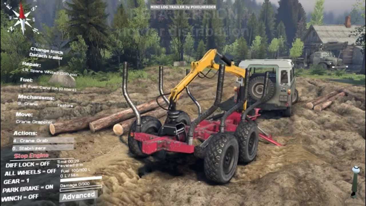 Mini Log Trailer with functional crane - first preview - YouTube