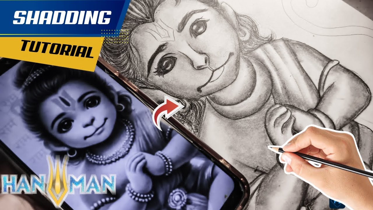 Little Hanuman Drawing, Hanuman Ji Drawing, Pencil Sketch Tutorial 😍 ...