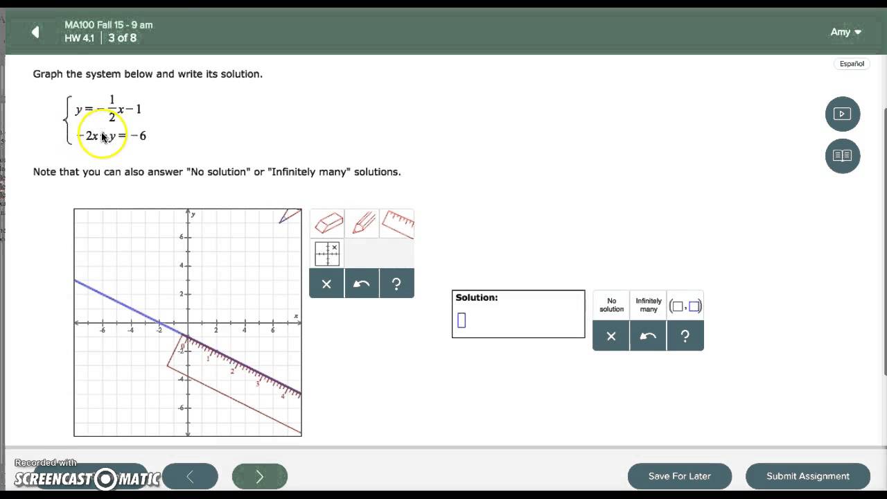 Solving systems of linear eq. by graphing on Aleks - YouTube
