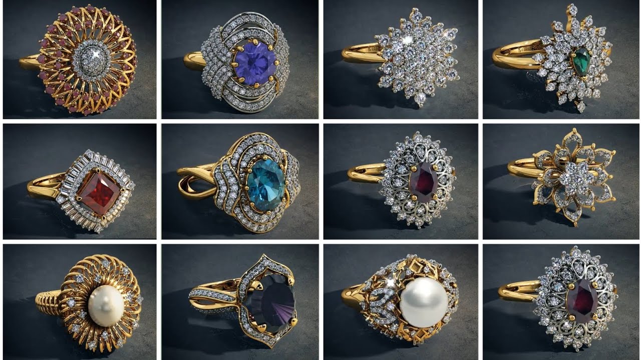 Cocktail Gold ring design।। Diamond Cocktail finger Ring Designs With ...