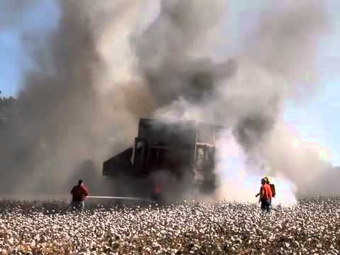 Cotton Picker catches fire - YouTube