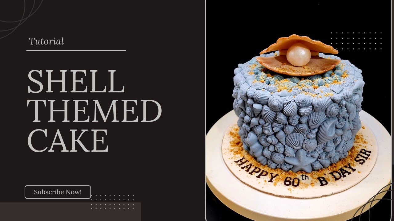 Shell themed cake | Birthday cake design | how to make shell cake ...