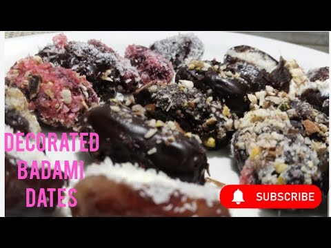 Decorated Badami Dates For Ramzan .. How To make Chocolate Badami Dates ...