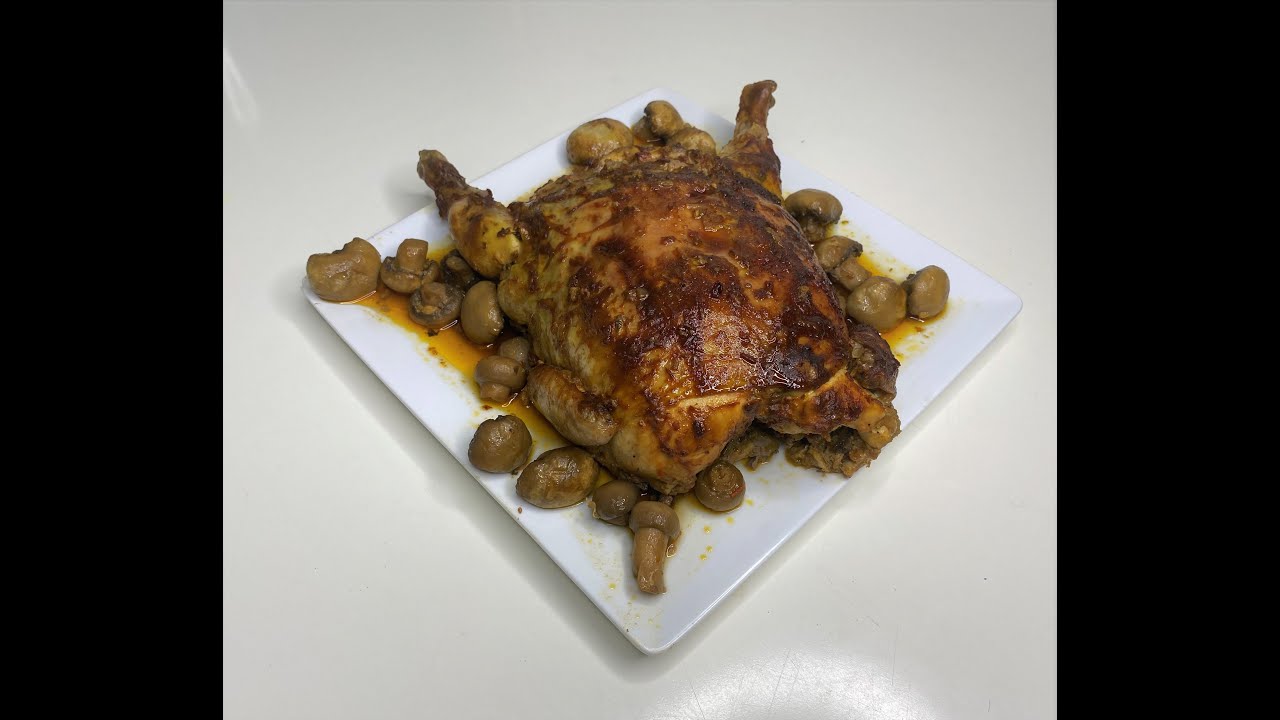 Poulet désossé et farcie a la viande haché|boneless chicken stuffed ...