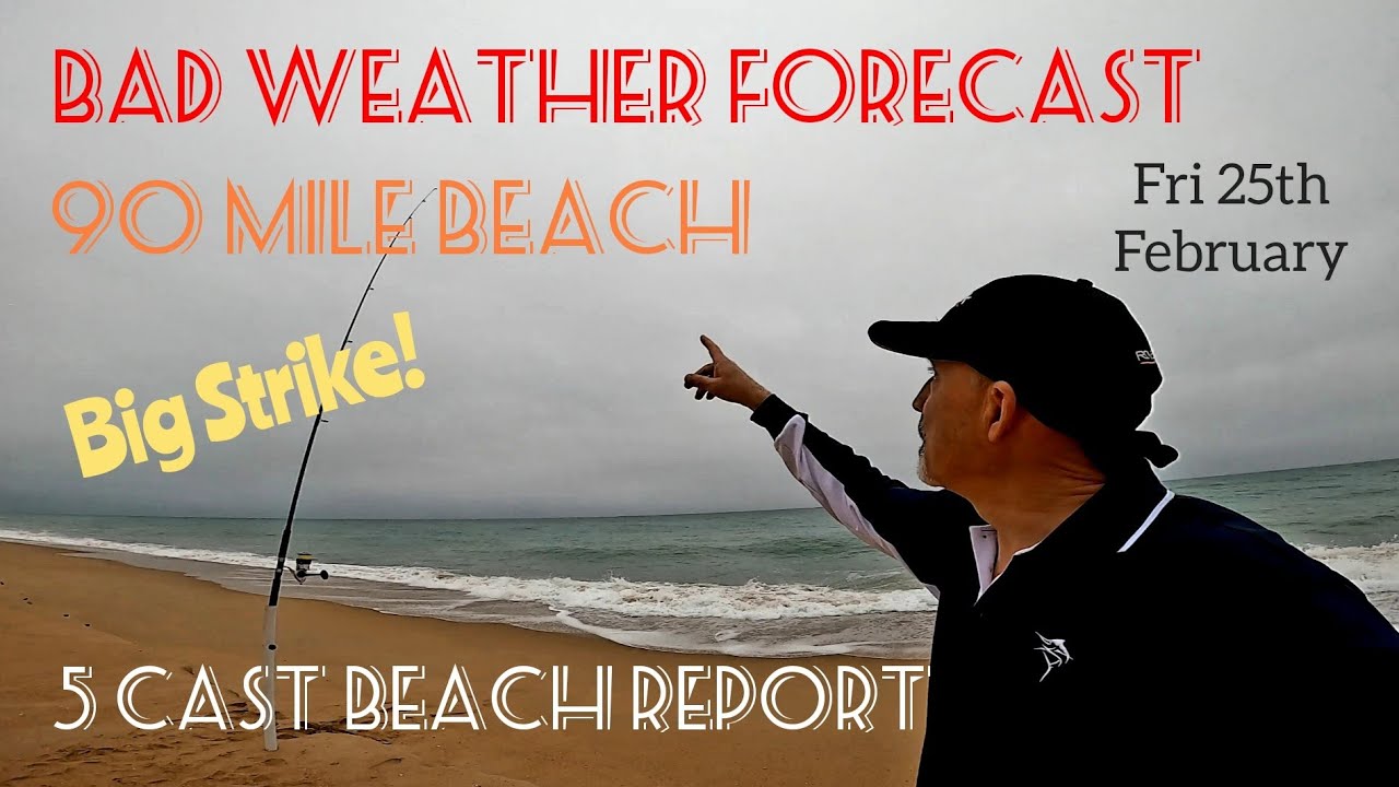 Bad weather forecast. 90 mile beach report. Big strike! 25th Feb. - YouTube