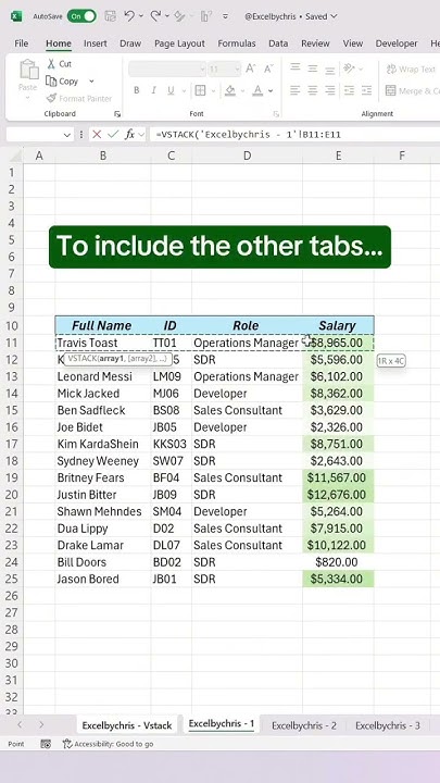 How to combine multiple tabs in excel using Vstack | 06 May 2025 #excel #reels #exceltips # ...