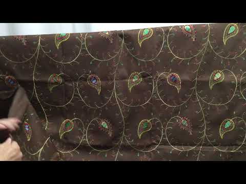 Brown with Vine and Leaf Embroidery Upholstery / Drapery Fabric | 54 Wide | BTY