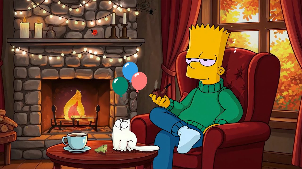 Relaxing by the Fireplace on a Cozy Autumn Night 🔥 Lofi & Crackling ...