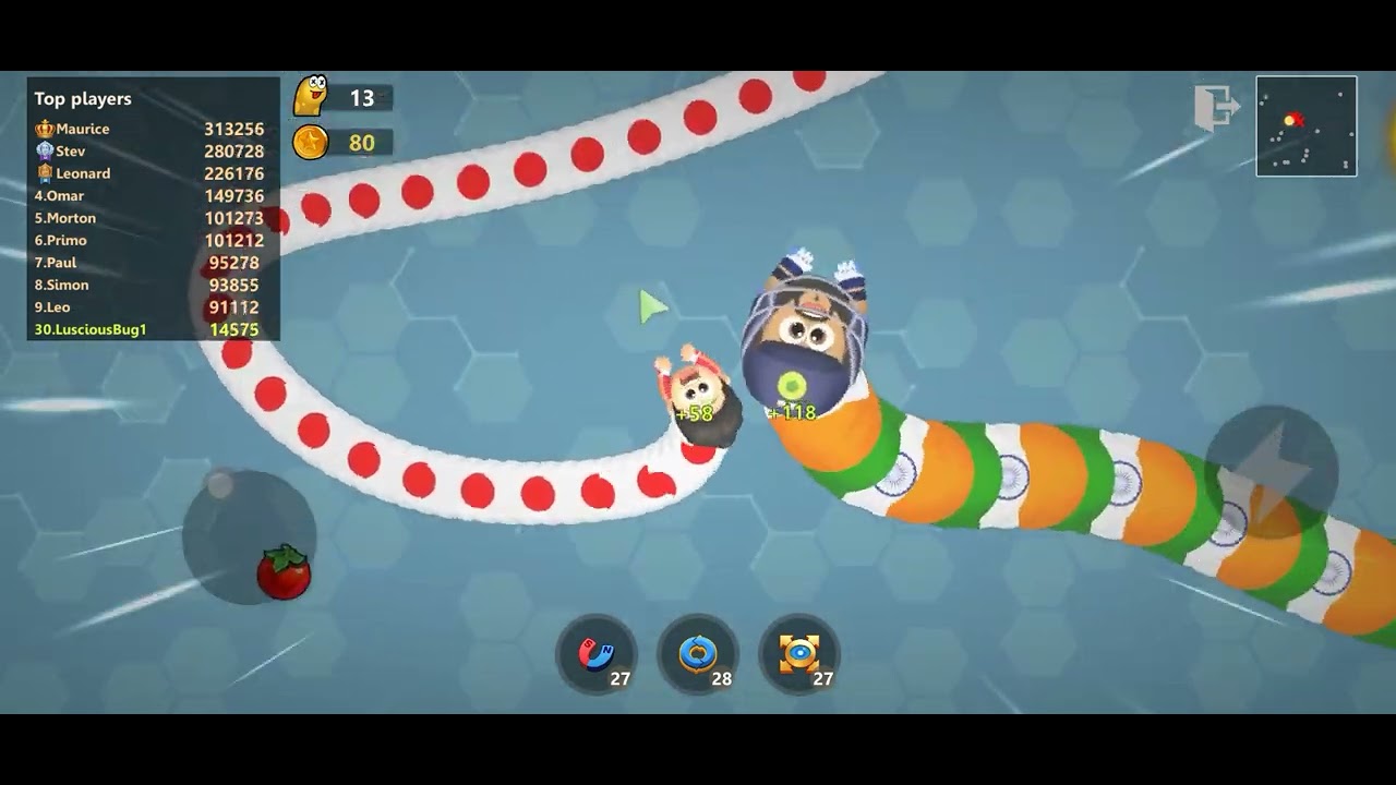 Colorful Snake Vs Worms: Fun .oi Zone Gameplay / Near touch to Die ...