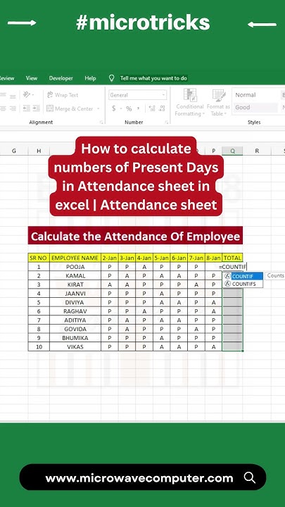 How to calculate attendance of employees. #shorts #viral #excel #exceltricks #exceltutorial # ...