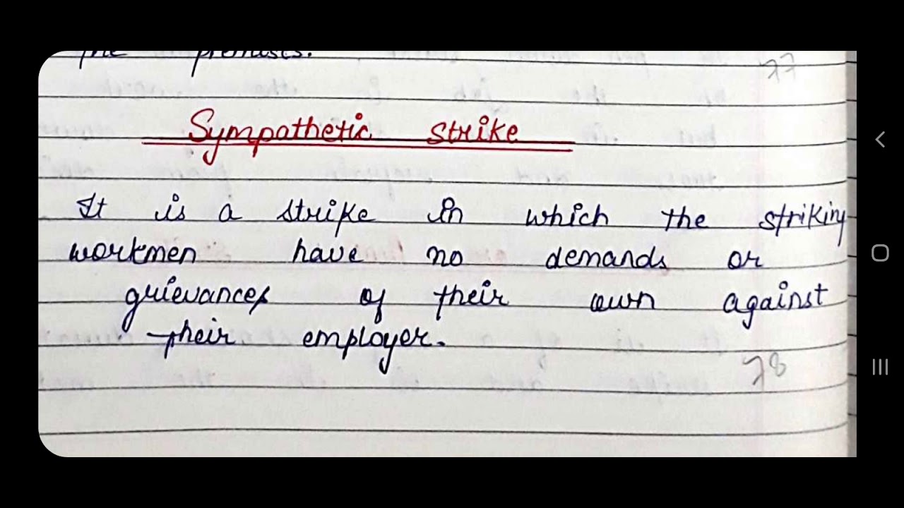 INDUSTRIAL RELATIONS |MEANING OF SYMPATHETIC STRIKE|PART-78|HANDWRITTEN ...
