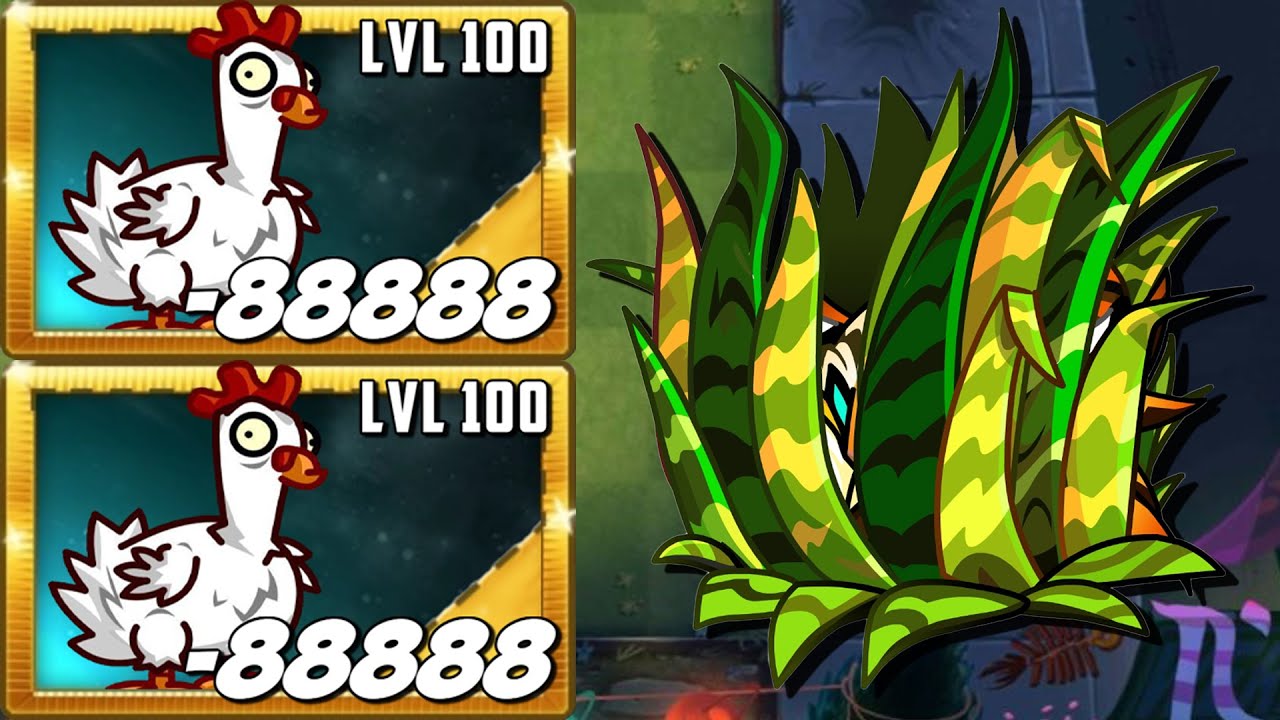PvZ 2 Chicken Zombie Level 100 vs Tiger Grass & All Plants Max Level ...