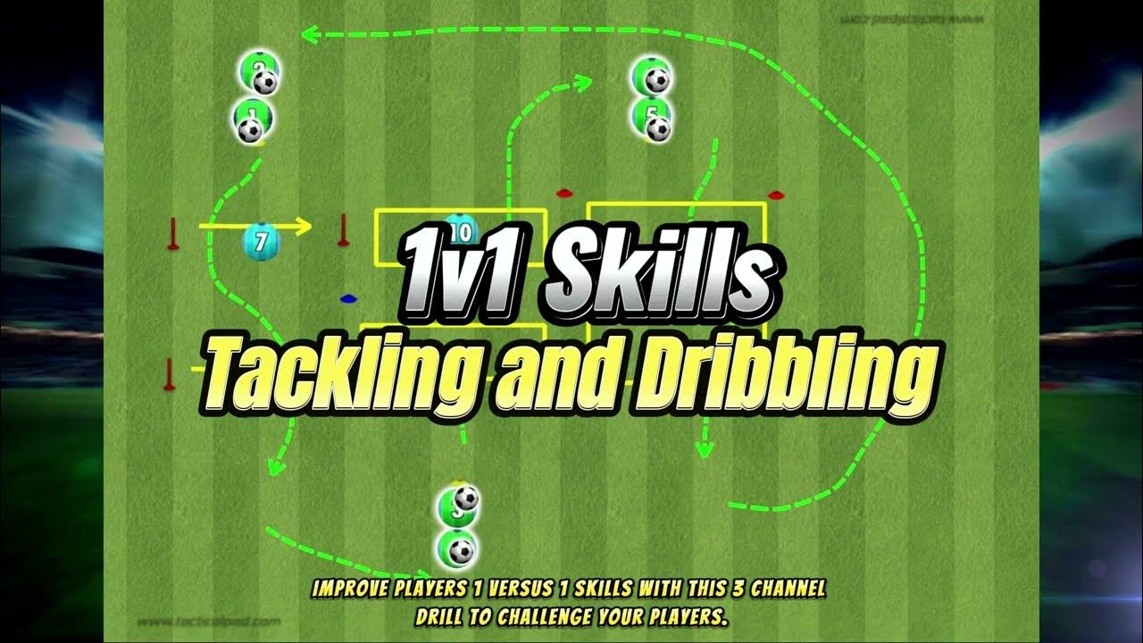 Football 1v1 Dribbling and Tackling in Channels Drill - YouTube
