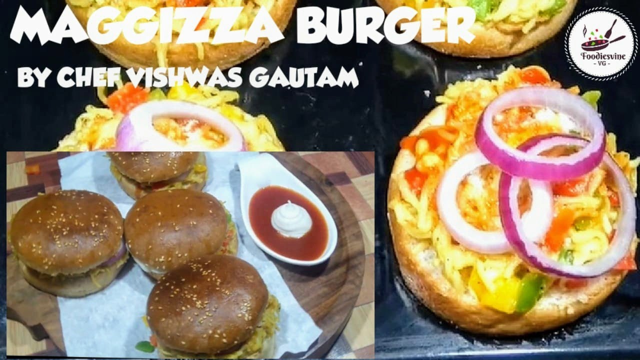 Maggizza Burger | Cheesy Maggi Buger | Veg Burger | Street Food ...