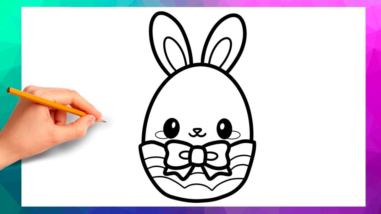 Cum se Deseneaza un IEPURAS de PASTE 🐰 OUA ROSII de PASTE Usor de ...