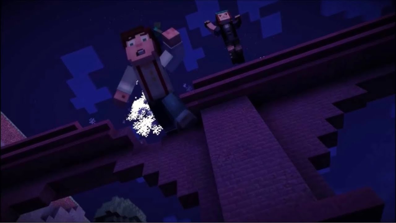Minecraft story Mode - Jumping off a bridge! (3) - YouTube