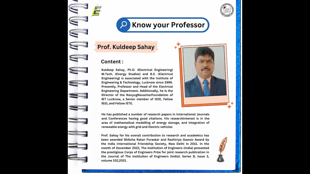 Know Your Professor Series||Episode-1||Electrical Engineering Society ...