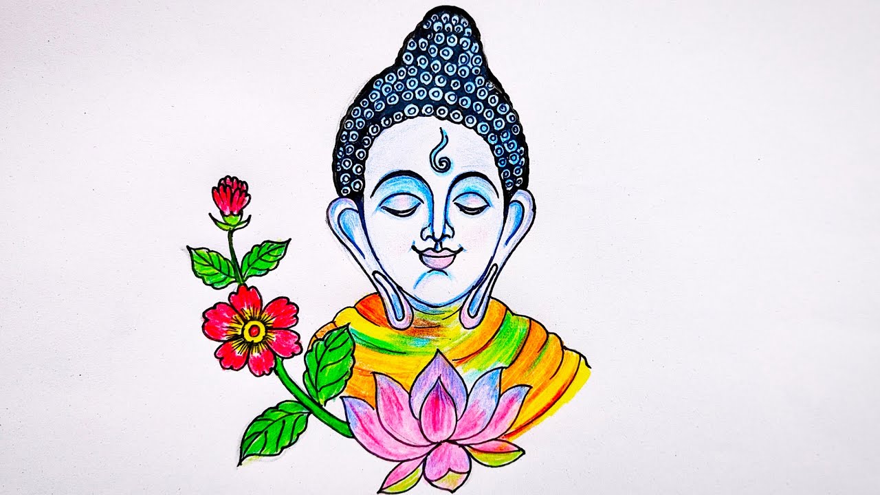 Buddha Drawing | How To Draw Lord Buddha Easy Step By Step | Buddha ...