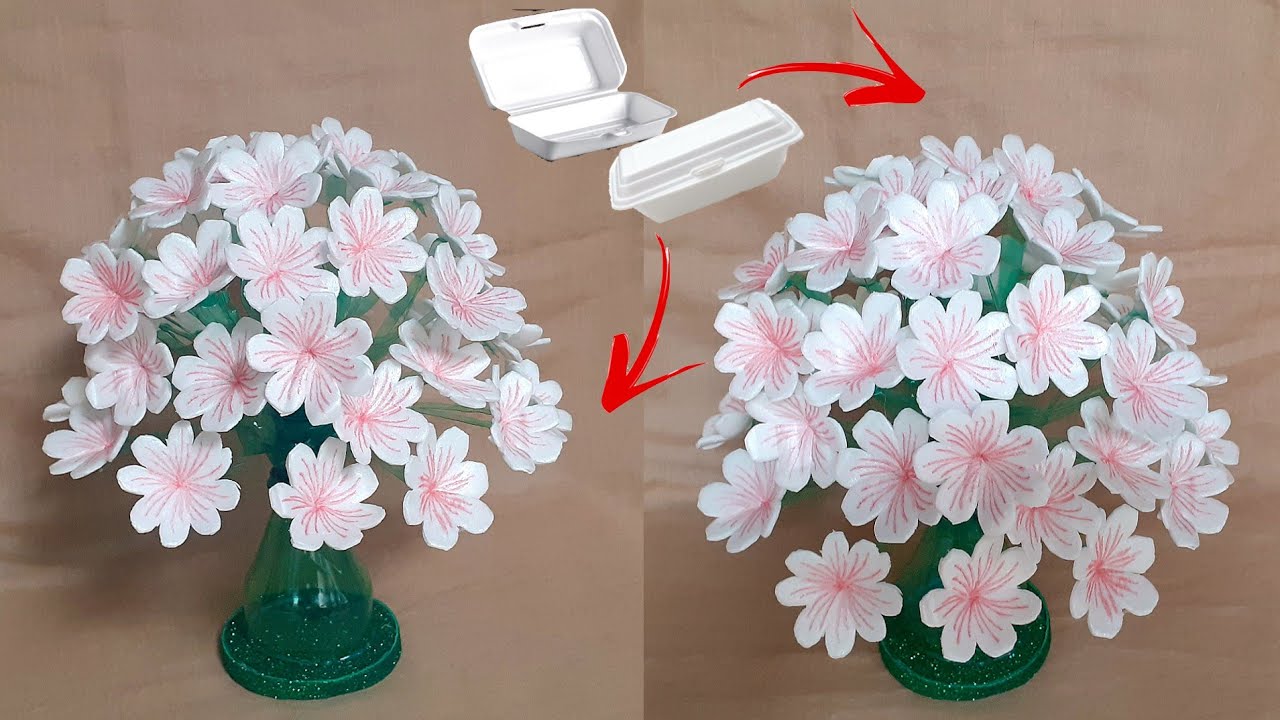 kerajinan Bunga dari Styrofoam | Kerajinan dari Botol Plastik | Flower ...