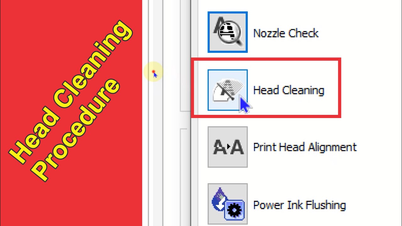 Head cleaning procedure on printer - YouTube