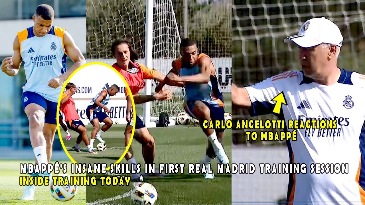 MBAPPÉ INSANE SKILLS IN FIRST REAL MADRID TRAINING SESSION - YouTube