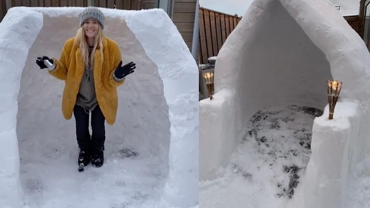 Man Builds His Very Own Igloo In Back Garden - YouTube