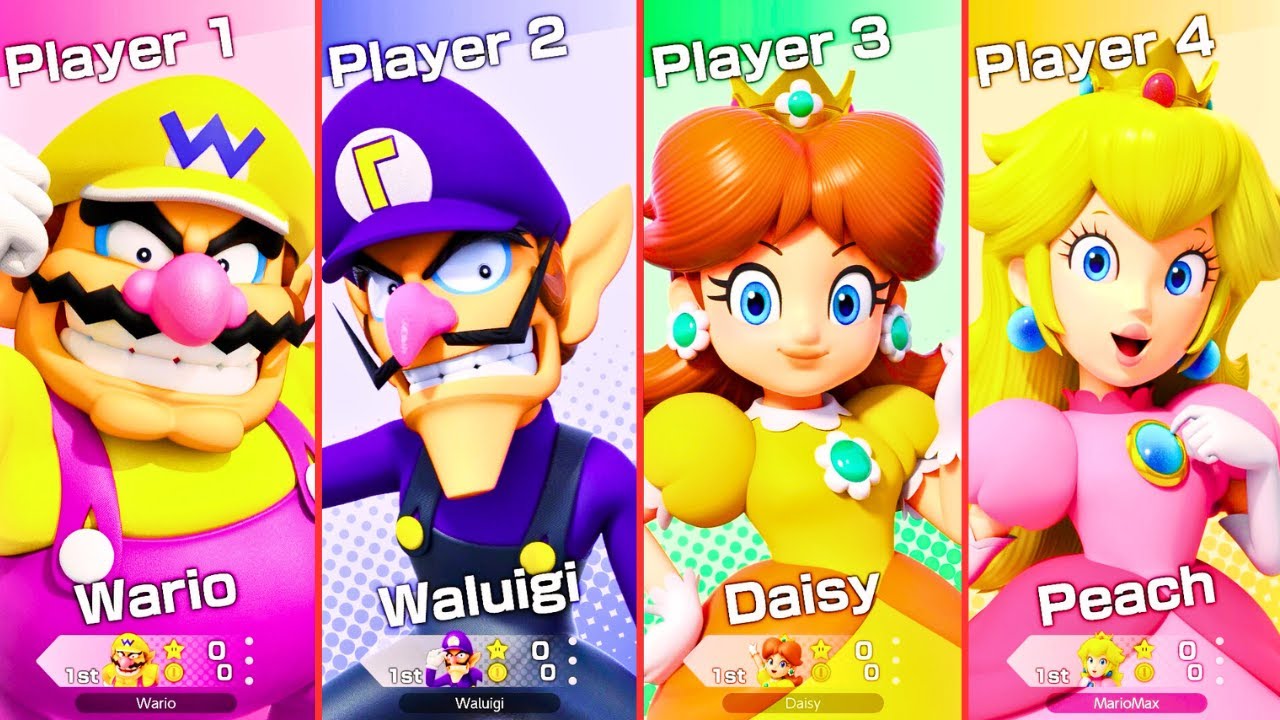 Super Mario Party Jamboree - Peach vs Daisy vs Wario vs Waluigi - (King ...