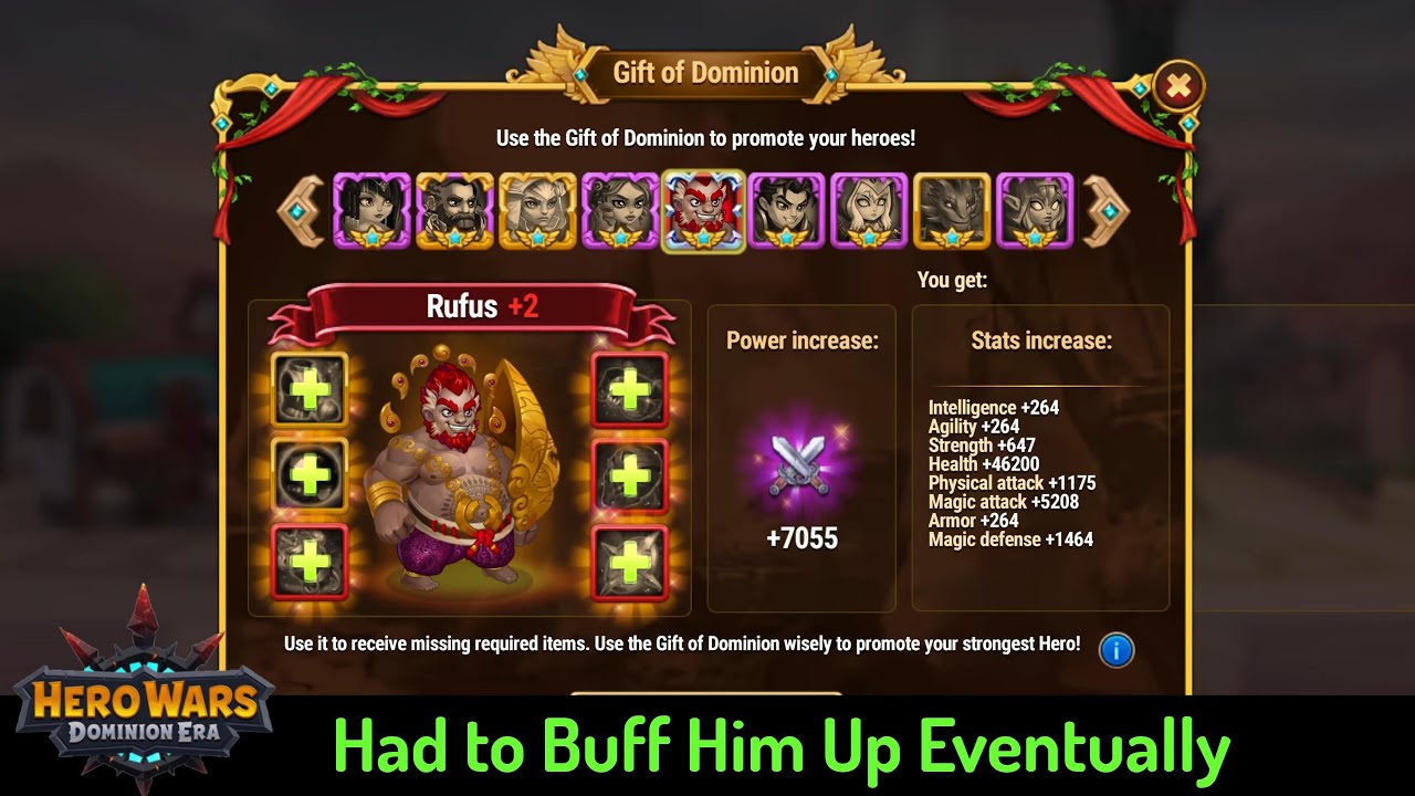 Buffing Up Rufus! — Hero Wars: Dominion Era - YouTube