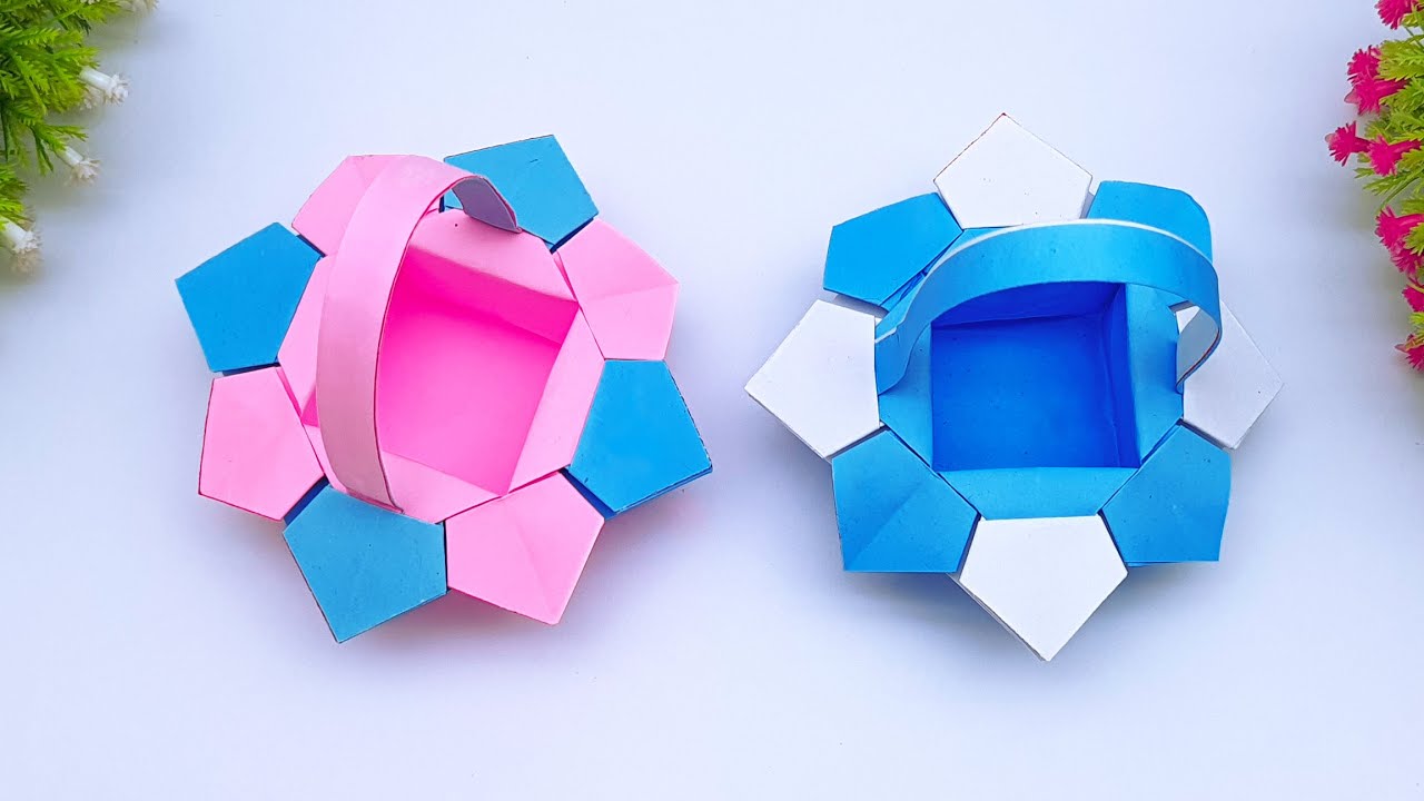Simple Paper Flower Basket | How To Make Paper Basket | Origami Flower ...