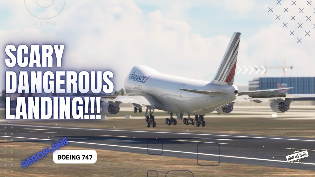 SCARY Aircraft Landing!! Air France Boeing 747 Landing at Paris Airport ...