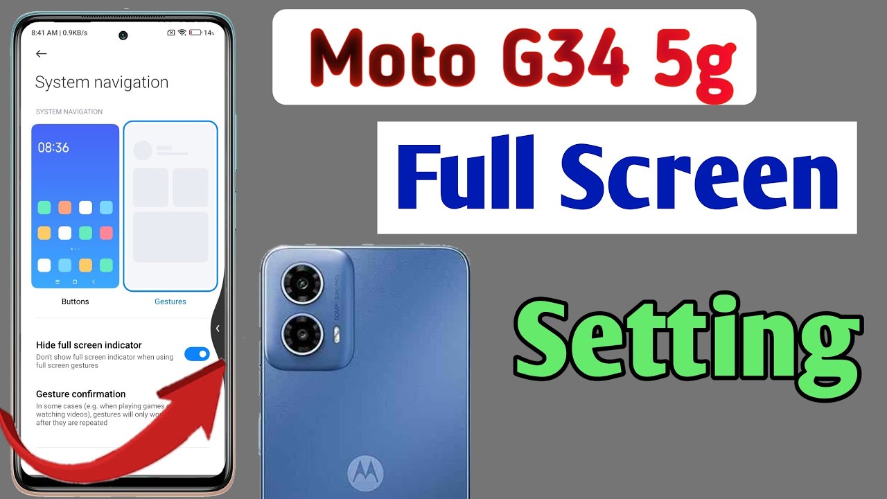Moto g34 5g full screen mode settings | How to use full screen display ...