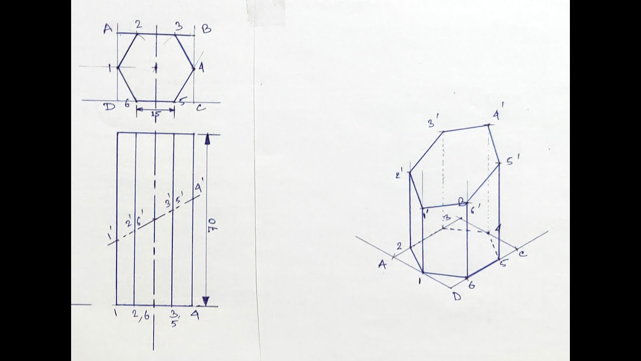 Isometric View Of A Regular Hexagonal Prism Truncated All In One Isometric View Of A Regular Hexagonal Prism Truncated All In One