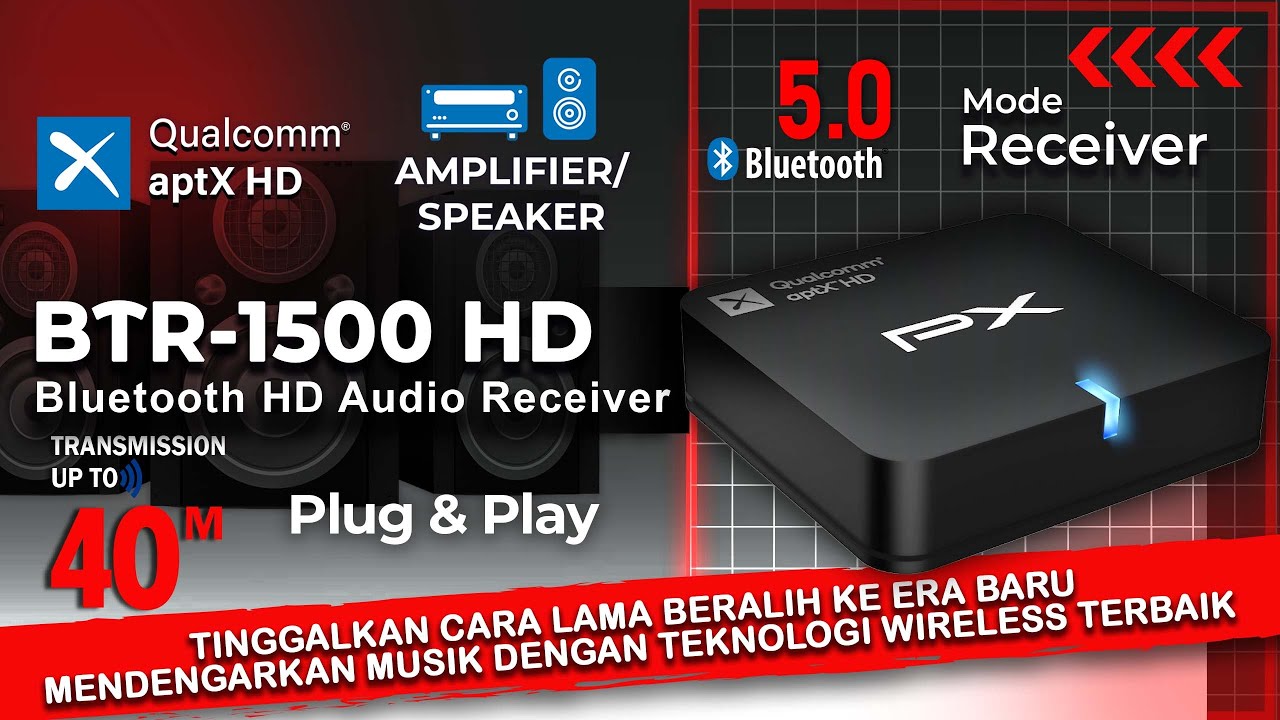 Bluetooth Audio Receiver 5.0 aptX HD Aux 3.5mm Optic PX BTR-1500HD ...