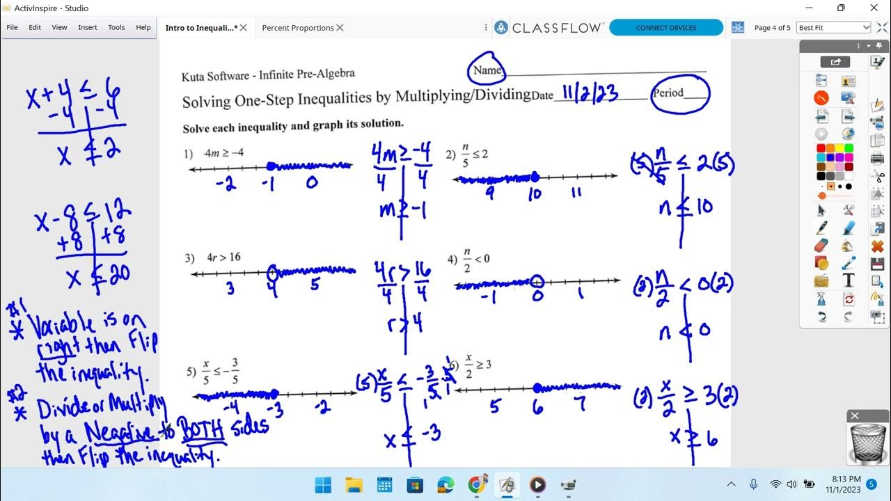Solving One Step Inequalities Multiplying and Dividing - YouTube