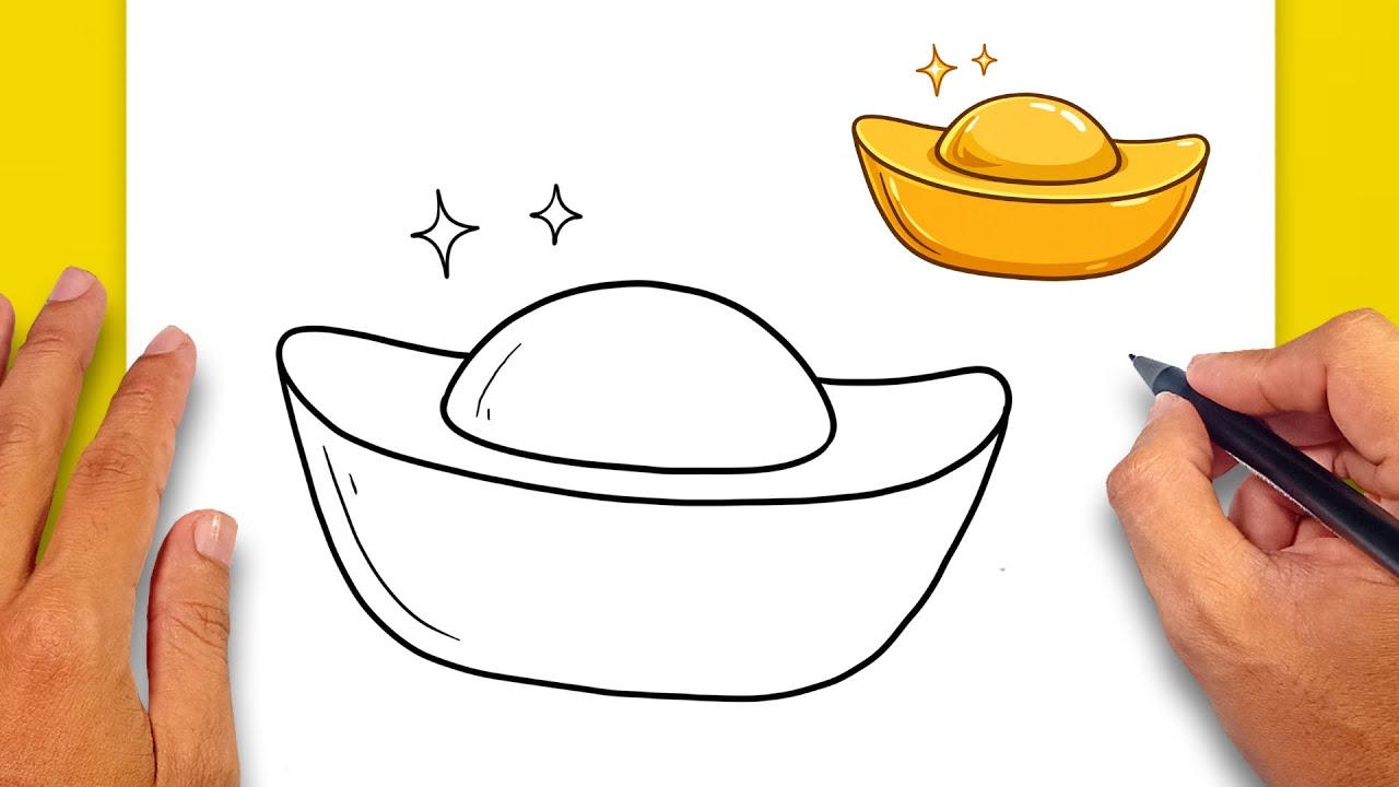 How to draw Chinese Gold Ingot - YouTube