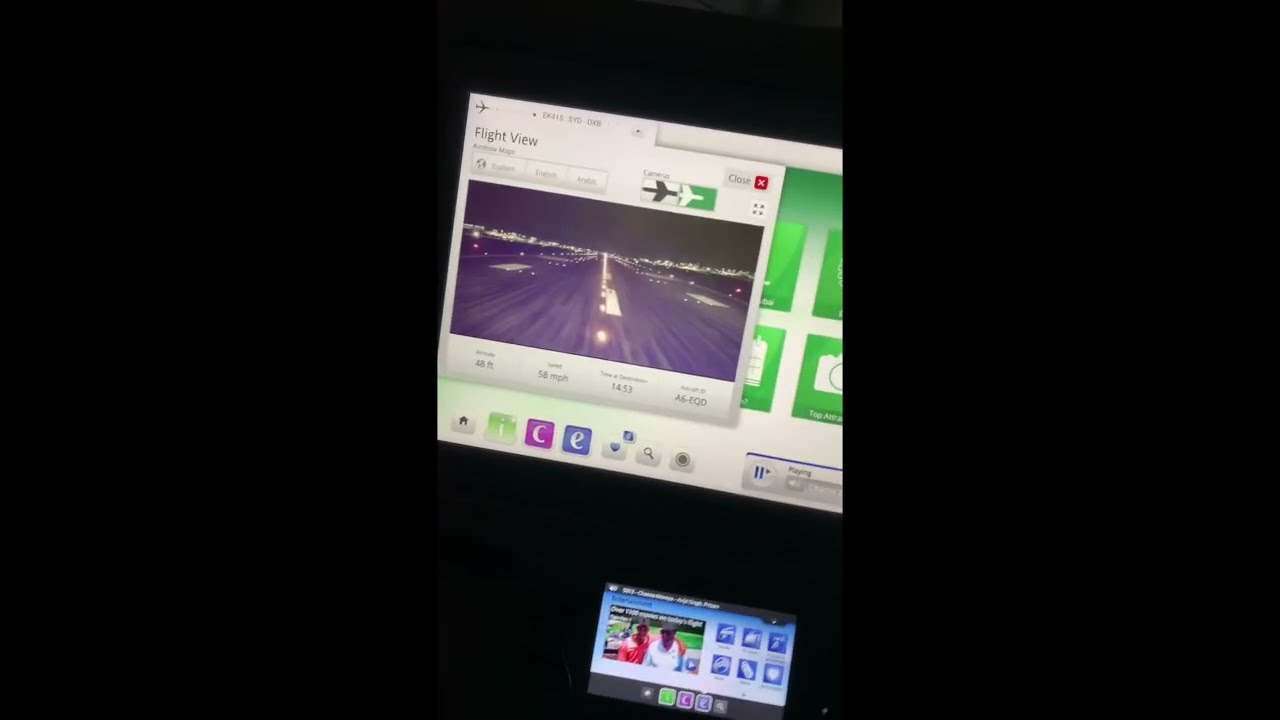 Emirates EK415 Flight Sydney to Dubai - Infotainment Screen - Take Off ...