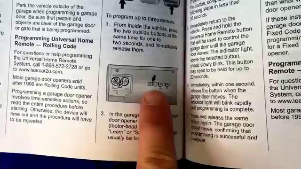GMC Yukon Manual Garage Door Opener Programing - YouTube