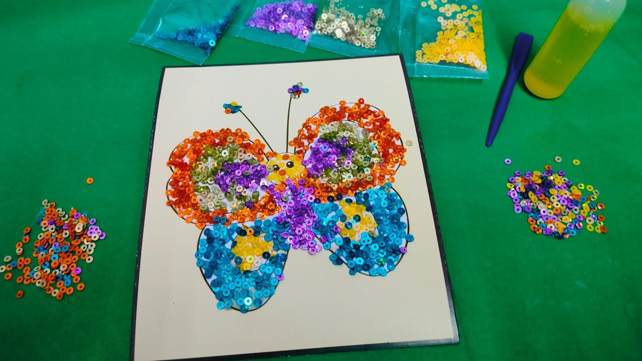 Butterfly Pictured in Sequins Craft @Kids.ArtandPlay #awesome - YouTube