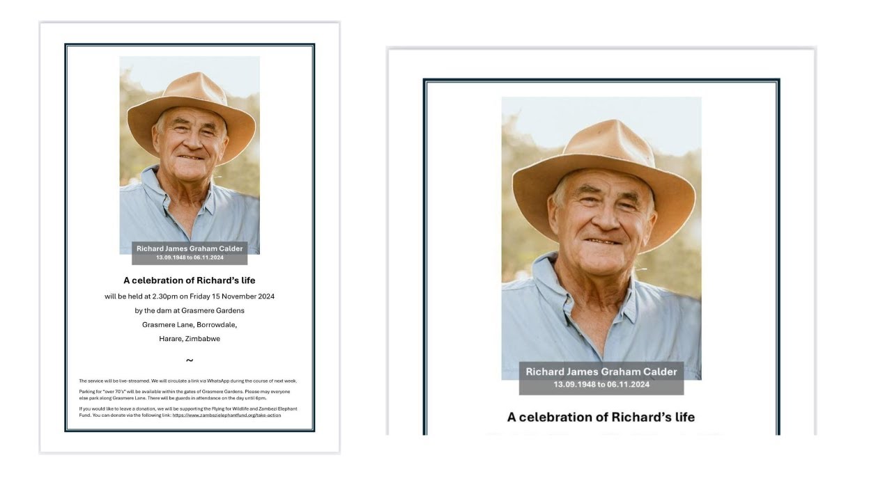 RICHARD JAMES GRAHAM CALDER 13.09.1948 to 06.11.2024 - YouTube