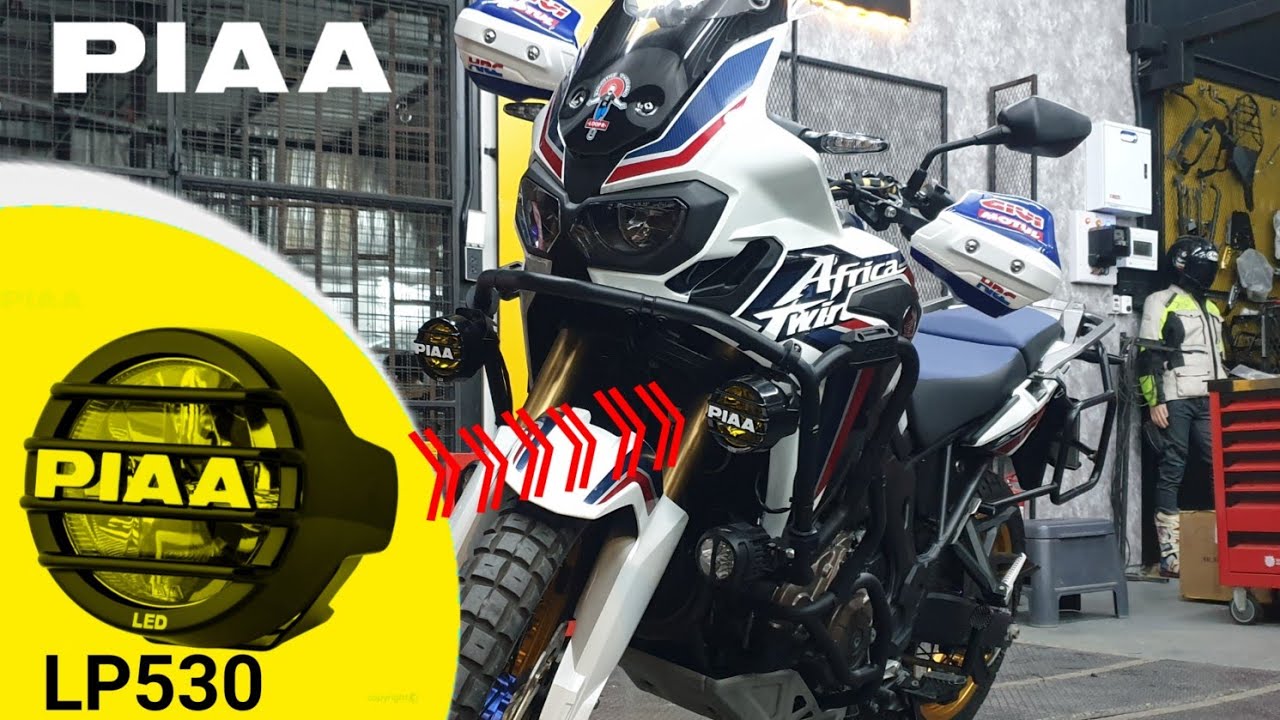 Review PIAA LP530 ( Yelow Driving Lights ) on Africa Twin - YouTube