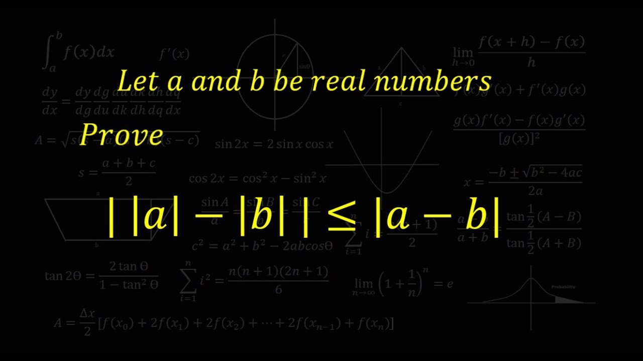 Prove | |a| - |b| | less than or equal to |a - b| - YouTube