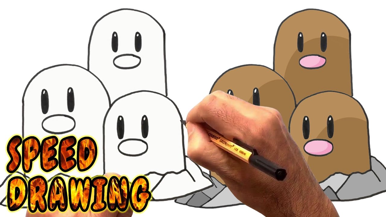 How to Draw Dugtrio from Pokemon Go - Very Rare (Speed Drawing) - YouTube