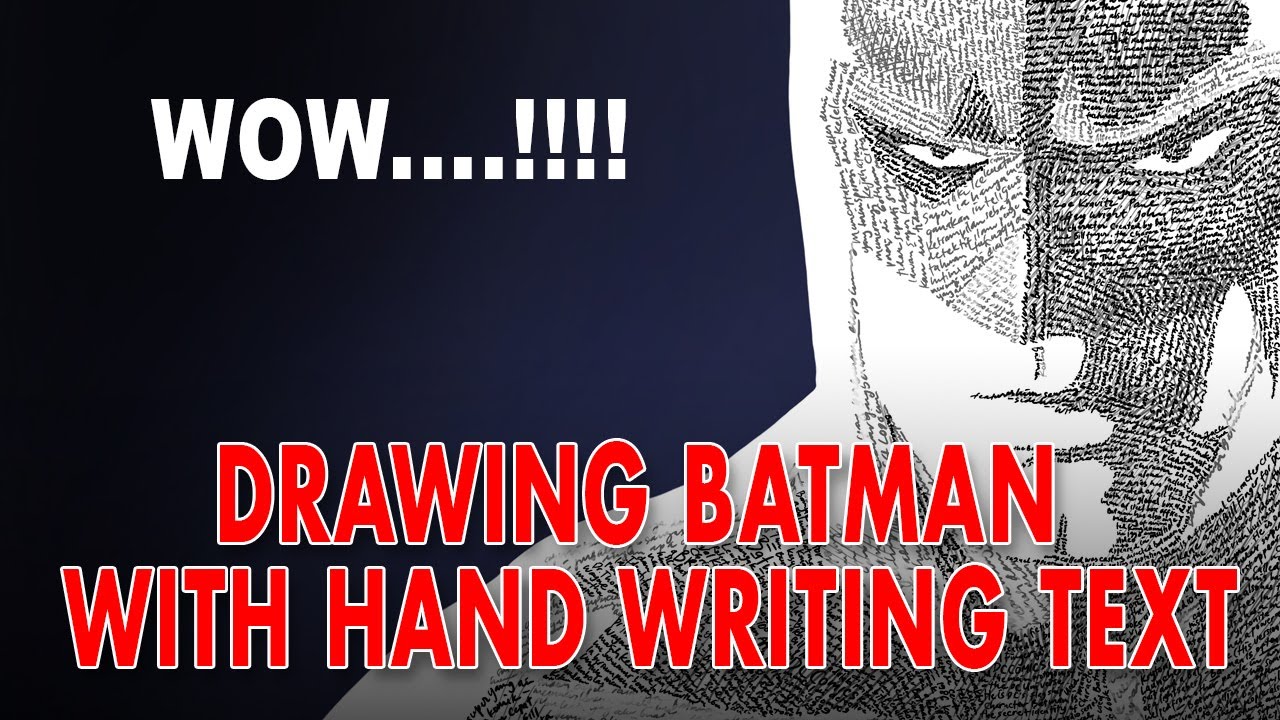 Drawing batman with hand writing text - art words draw - menggambar ...