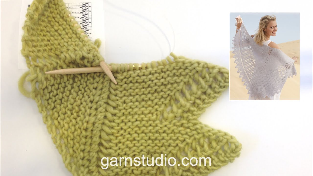 How to knit an edge on a shawl, while casting off - YouTube