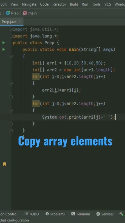copying elements from one to another array in java - YouTube