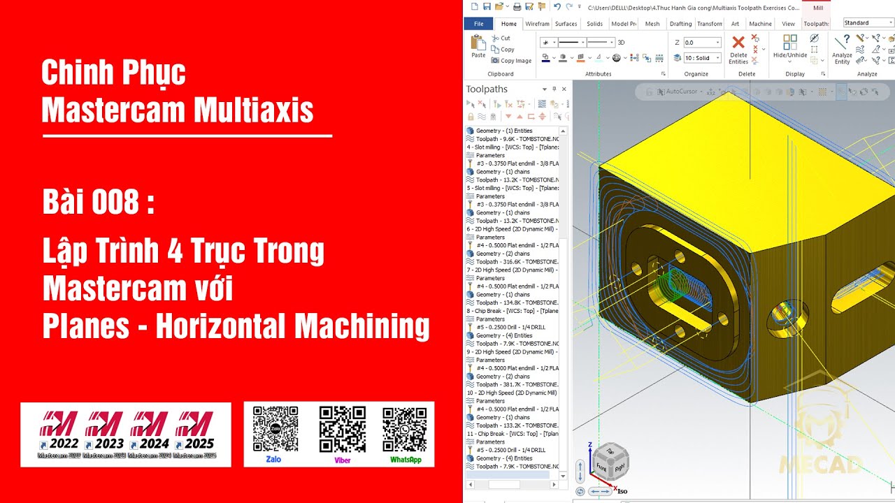 Mastercam Multiaxis - Bai 008 - Lập Trình 4 Trục Trên Mastercam với ...